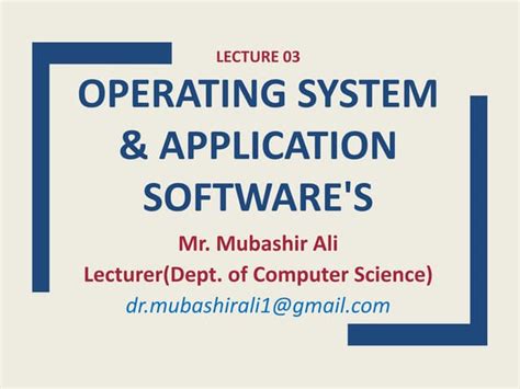 Lecture 3 Operating System And Application Softwares Pdf Operating Systems Computer