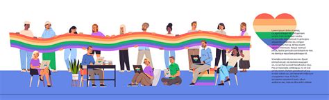 Lgbt 무지개 깃발을 가진 혼혈 사람들 게이 레즈비언 사랑 퍼레이드 프라이드 페스티벌 트랜스젠더 사랑 개념 수평 Film Festival에 대한 스톡 벡터 아트 및 기타