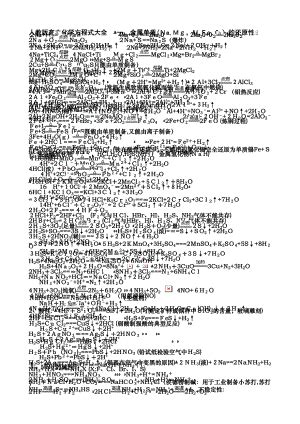 人教版高中化学方程式大全