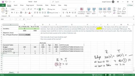 Steps To Solve Linear Programming Problems Using Solver In Excel Youtube