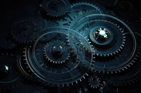 Digital Gear Wheels On Circuit Board High Technology Engineering Generative Ai Stock