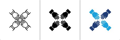 협력 아이콘입니다 팀워크 아이콘 공동 작업 기호입니다 동료 로고입니다 손 팀 작업 로고입니다 Vector Stock Isolated In White For