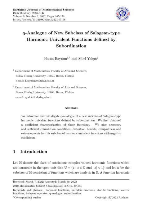 PDF Q Analogue Of New Subclass Of Salagean Type Harmonic Univalent Functions Defined By