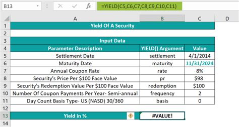 Excel YIELD Function Formula Examples How To Use