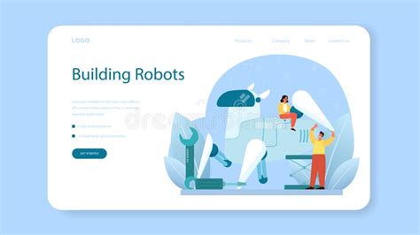 Roboticist Web Banner Or Landing Page Robotic Engineering Stock Vector Illustration Of