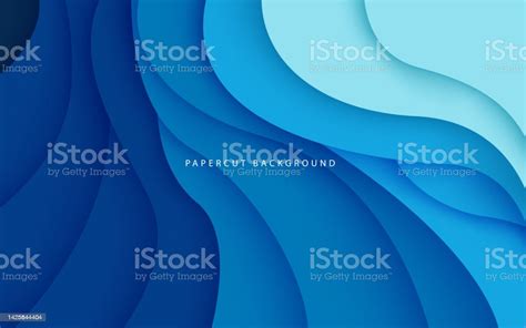 다중 레이어 블루 컬러 텍스처 3d 페이퍼 컷 레이어는 그라디언트 벡터 배너에 있습니다 추상 종이 컷 아트 배경 디자인 웹 사이트 템플릿 지형지도 개념 또는 부드러운 종이