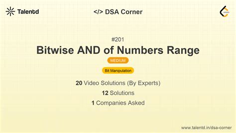 bitwise and of numbers range dsa problem talentd