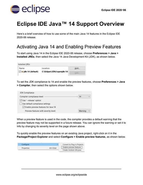 Java 14 Support In Eclipse Ide Pdf