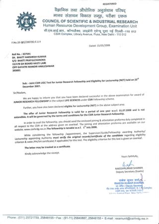 Csir Certificate PDF