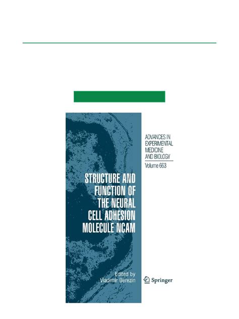 Structure And Function Of The Neural Cell Adhesion Molecule Ncam 1st Edition Direct Download