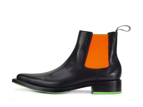 Lyngenfjord Black Neon Pointed Toe Chelsea Boots Fluevog Shoes