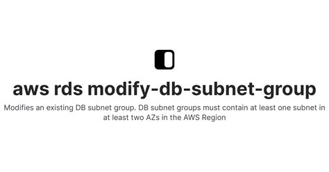 Aws Rds Modify Db Subnet Group Fig