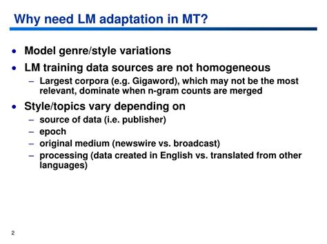 Ppt Language Model Adaptation In Machine Translation From Speech Powerpoint Presentation Id