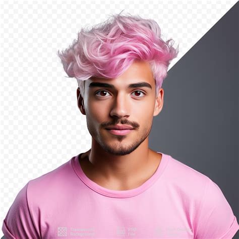 Un Hombre Con Cabello Rosado Y Una Camisa Rosa Que Dice Rosa Archivo Psd Premium