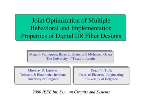 Pdf Joint Optimization Of Multiple Behavioral And Implementation