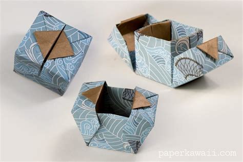 Origami Flip Top Box Instructions Paper Kawaii