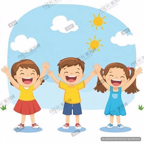 Ai创作图开心的孩子学生插画 欢快的孩子六一儿童节 男孩女孩开心欢呼 手绘活泼儿童 欢乐童年快乐儿童 快乐儿童儿 幼儿园小朋友插画 卡通小朋友插画 卡通阳光少年 阳光下玩耍的孩子 欢乐快乐童年