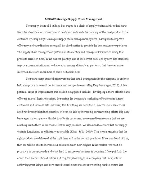 Mo9622 Strategic Supply Chain Management Final Mo9622 Strategic
