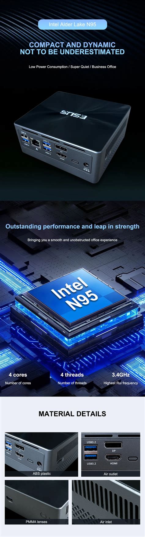 Esus Mini Pc Intel Th Gen N Mini Pocket Pc N M Wifi Pc Gamer Desktop Gaming Pc