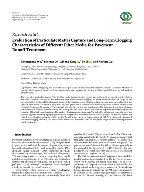Pdf Evaluation Of Particulate Matter Capture And Long Term Clogging Characteristics Of