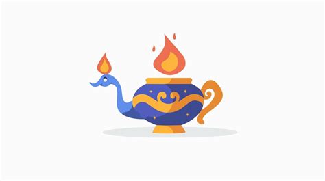 Cute Cartoon Genie Appearing From Magic Lamp Premium Ai Generated Vector