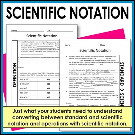 Operations With Scientific Notation Notes And Converting Practice 8th Grade Math