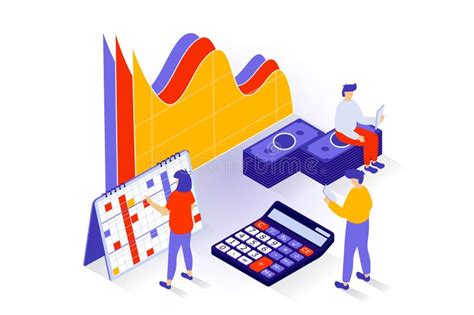 Business And Marketing Concept In 3d Isometric Design Vector