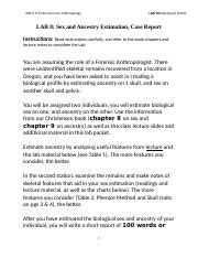 Forensic Anthropology Lab Sex And Ancestry Estimation Course Hero