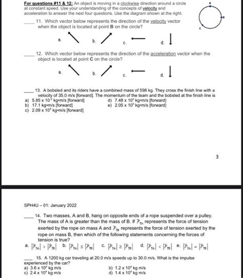 Solved For Questions An Object Is Moving In A Chegg