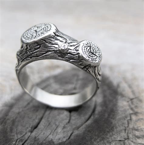 BRANCH Woodgrain Tree Ring Sterling Silver Made To Order Sizes Etsy
