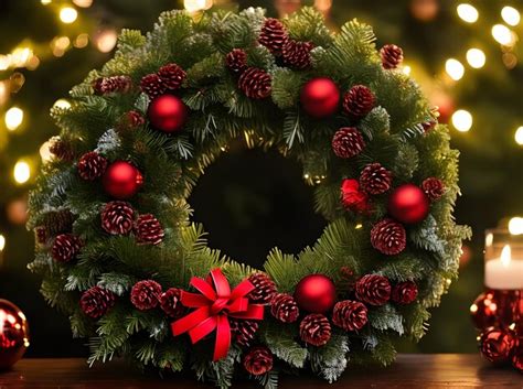 premium ai image cozy xmas wreath closeup warm light pantone palette