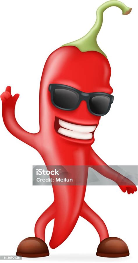 Hot Chili Pepper Sunglasses Happy Character Realistic 3d Design Vector