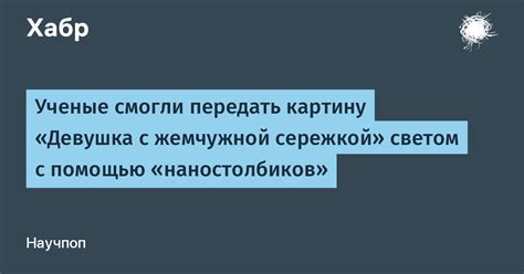 Ученые смогли передать картину «Девушка с жемчужной сережкой светом с помощью «наностолбиков
