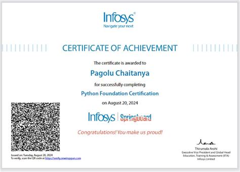 Chaitanya Pagolu On Linkedin Python Certification Pythondeveloper
