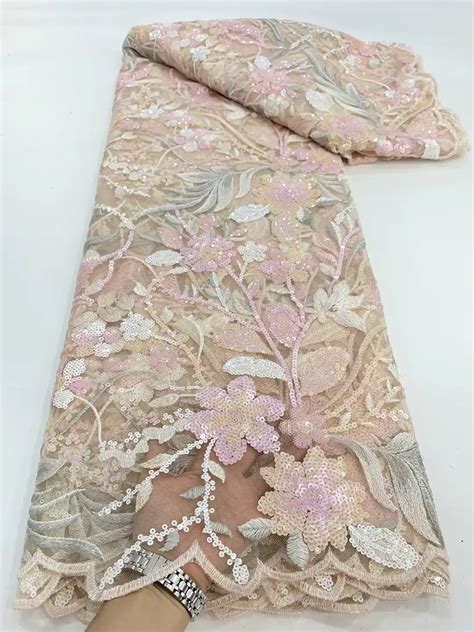 고품질 나이지리아 레이스 원단 스팽글 아프리카 레이스 원단 웨딩 드레스 5 야드 프랑스 메쉬 레이스 원단 2022 Aliexpress