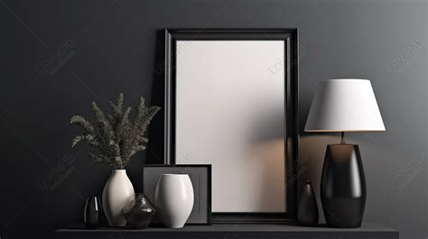 현대적인 3d 그림회색 선반 배경에 검은색 액자 기대기 빈 모형 템플릿 주형 배경 현대적 배경 3d 현대 배경 이미지 Hd 주형 현대적 3d 현대 배경 사진