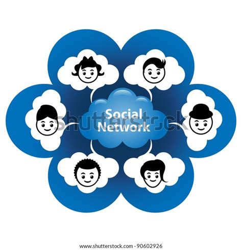 Cloud Computing Concept Social Networking Via Stock Vector Royalty