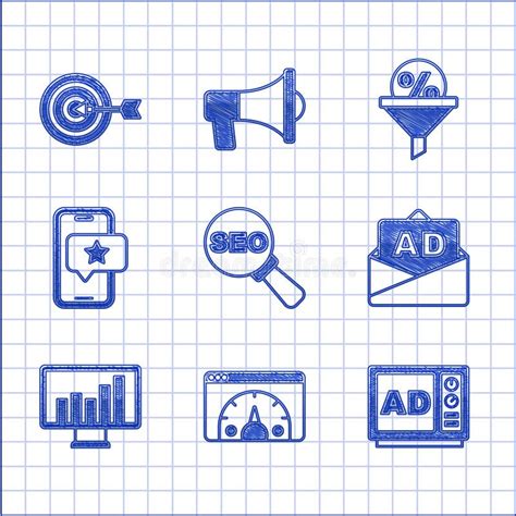 Set Seo Optimization Website Statistic Advertising Monitor With Graph Chart Mobile Review