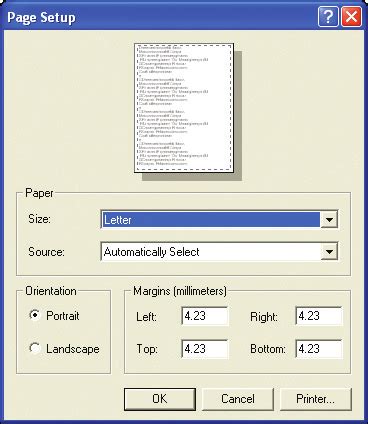 The Page Setup Option Window Allows The User To Define Page Margins And Download Scientific