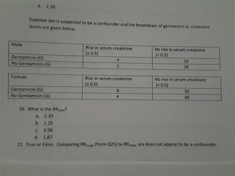 D 2 26 Suppose Sex Is Suspected To Be A Confounder