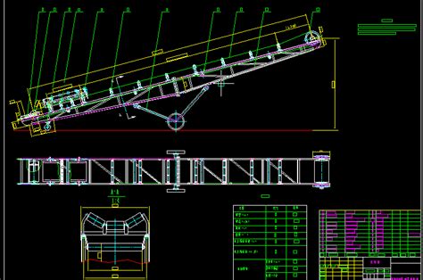 B650移动式皮带机cad图纸 移动式带式输送机autocad 2000模型图纸下载 懒石网