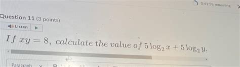 Solved 0 41 58 ﻿remainingquestion 11 3 ﻿points Listenif