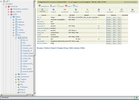 phpPgAdmin un administrateur de bases de données très puissant