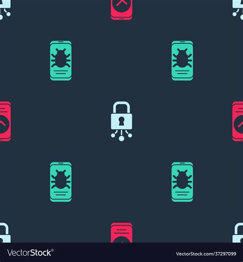 Set Smartphone Cyber Security And System Bug Vector Image