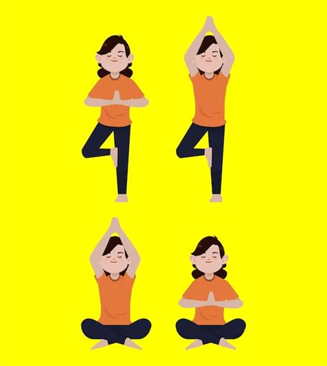 요가 포즈 의 사람 들 프리미엄 벡터