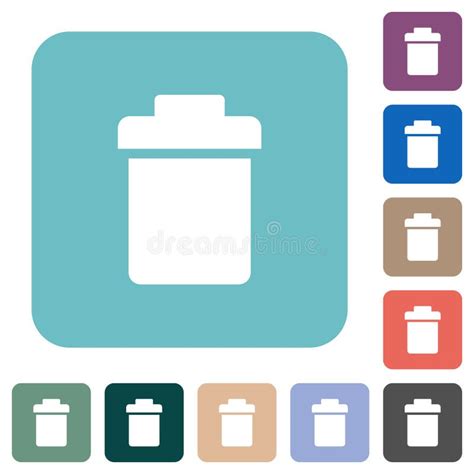 Single Trash Rounded Square Flat Icons Stock Vector Illustration Of