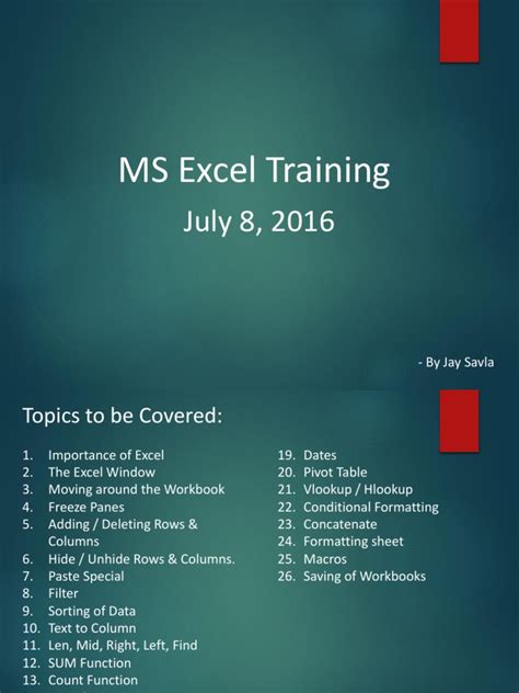 excel training presentation pdf microsoft excel computer science