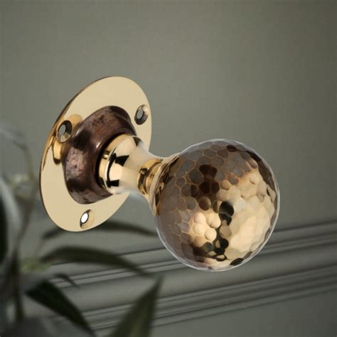 Hammered Ball Door Knobs Aged Brass