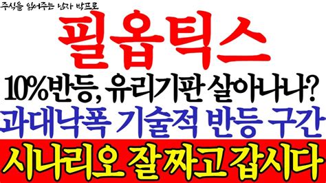 필옵틱스 주가전망 10반등 유리기판 살아나나 과대낙폭 기술적 반등 구간 시나리오 잘 짜고 갑시다 필옵틱스 필옵틱스주가전망 유리기판 Youtube