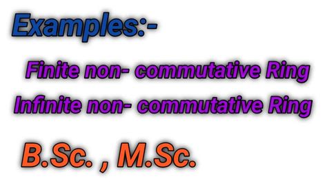 finite and infinite non commutative ring knowledge by mathematicians